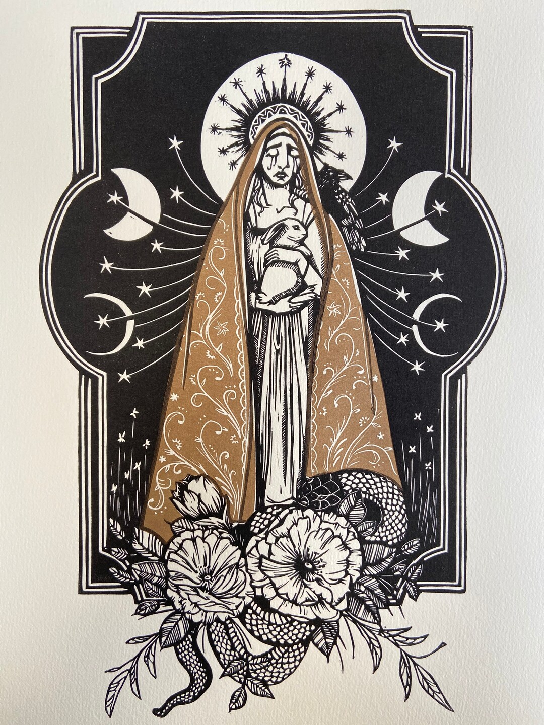Mother - Limited Linoleum Edition Linocut Block Handprinted on ...