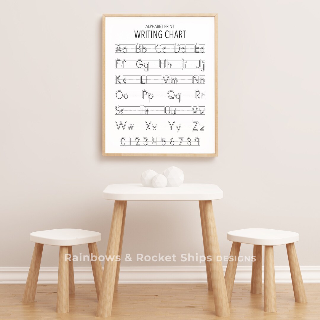 Alphabet Print Letters Writing Chart, Printable Art, DIGITAL DOWNLOAD ...