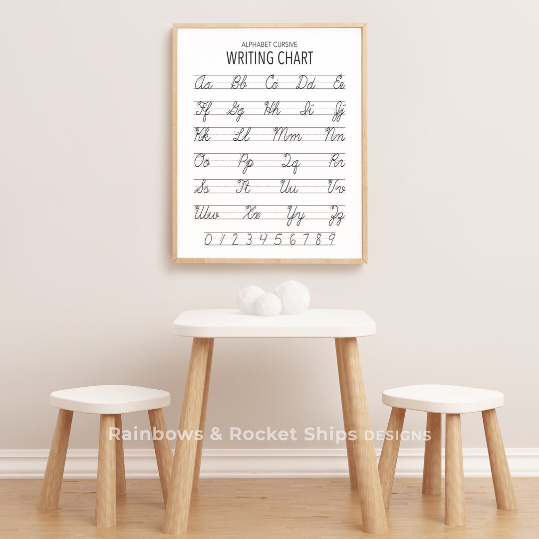 Alphabet Cursive Letters Writing Chart, Printable Art, DIGITAL DOWNLOAD ...