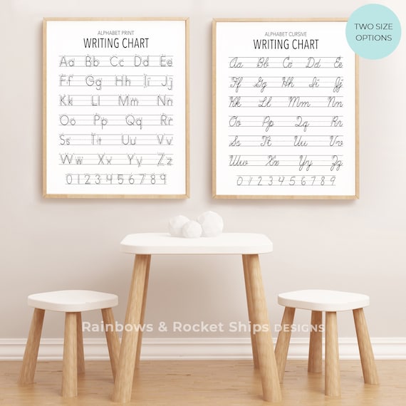 Alphabet Cursive and Print Letters Writing Chart Set | Etsy Canada