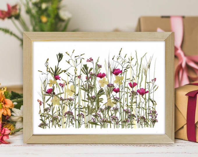 Pressed Flower Frame Made of Real Plants and Flowers, Dried Flowers in ...