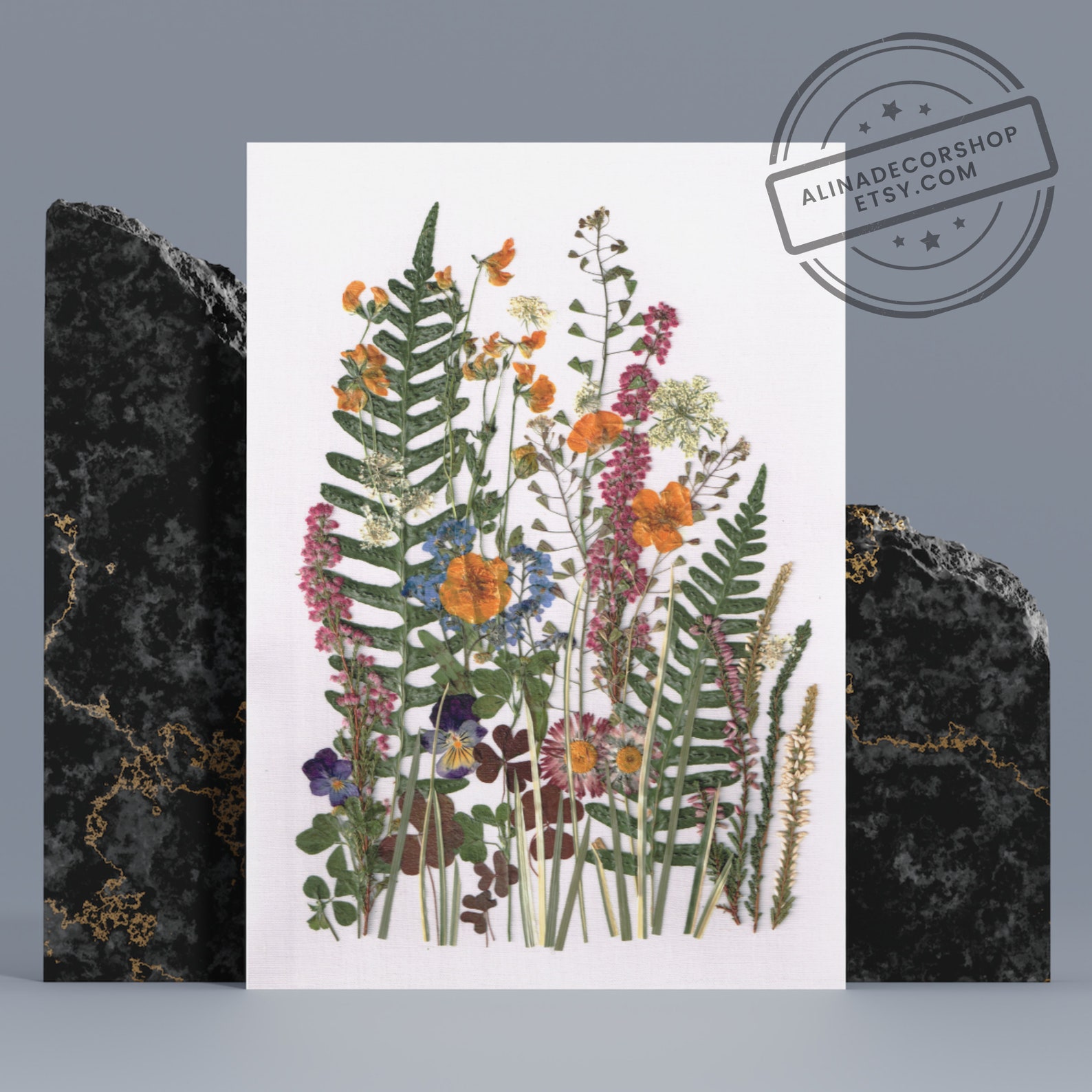 Pressed Fern Wall Art Made of Real Preserved Fern Leaves With Heathers ...