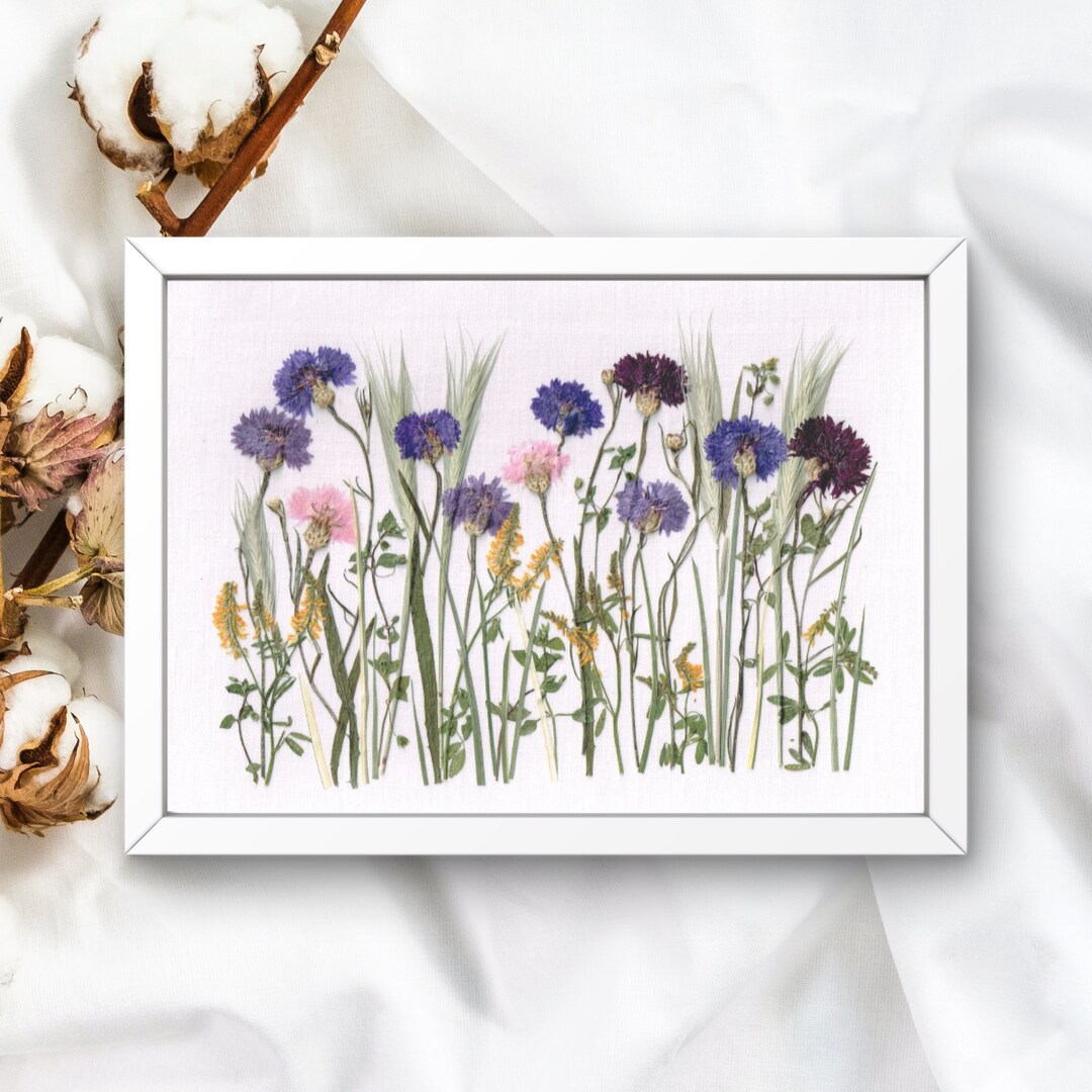 Pressed Flower Wall Decor, Dried Real Flowers Framed, Flowers Wall Art ...