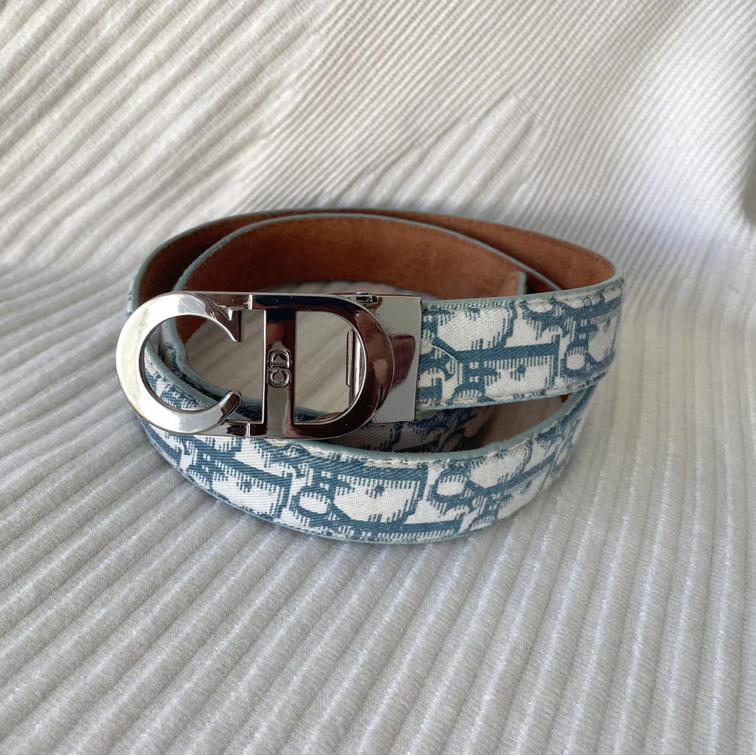 Christian Dior Vintage Belt, Dior Monogram Belt, Blue Dior Belt ...