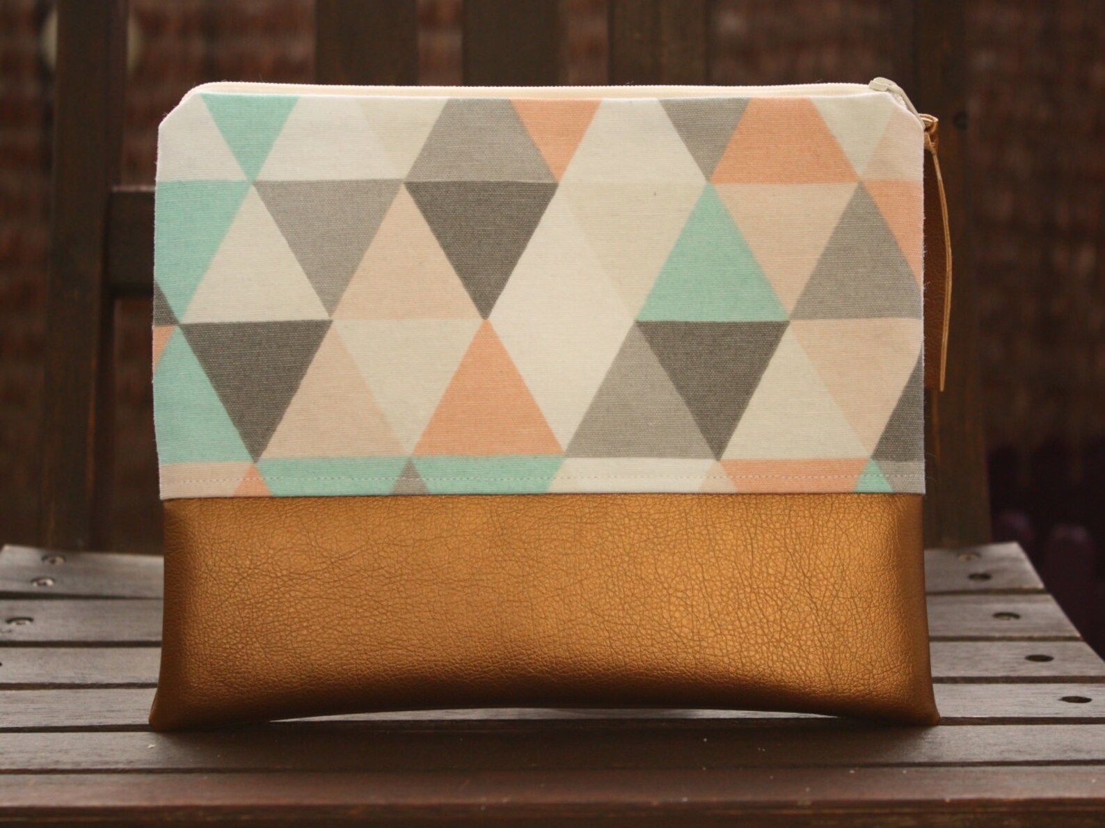 Cosmetic Poch L BJARKA Triangle Pastel Copper 22x18 - Etsy