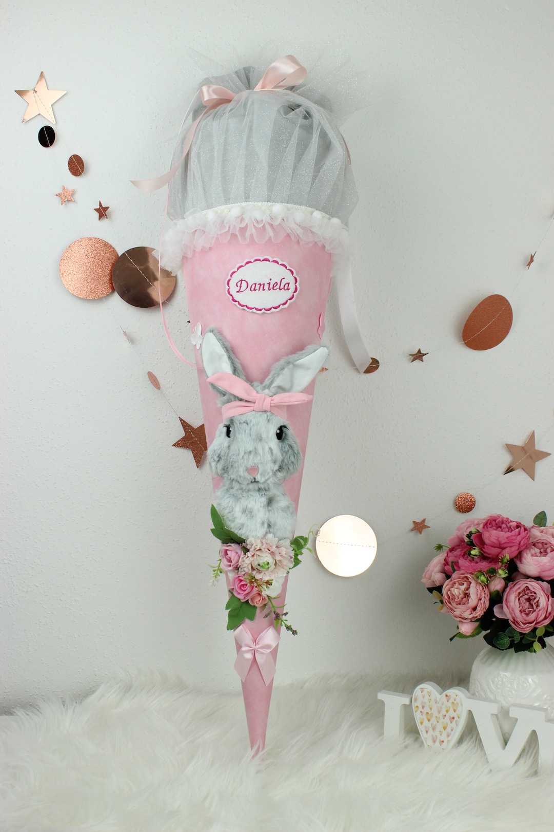 D-design School Cone Bunny Rabbit Candy Cone Made of Fabric Rabbit ...