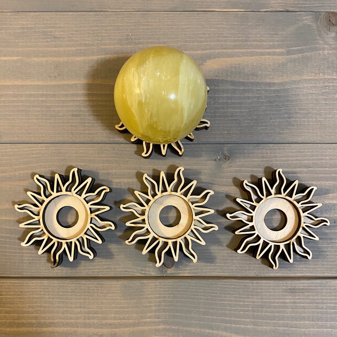 ONE 1 Wooden Sun Sphere Stand Sphere Holder Sphere Stand Crystal Holder ...