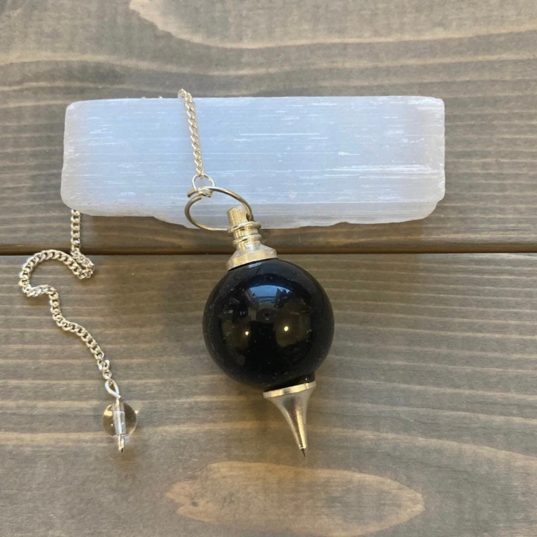 Black Obsidian Ball Point Pendulum Black Obsidian Pendulum Divination ...