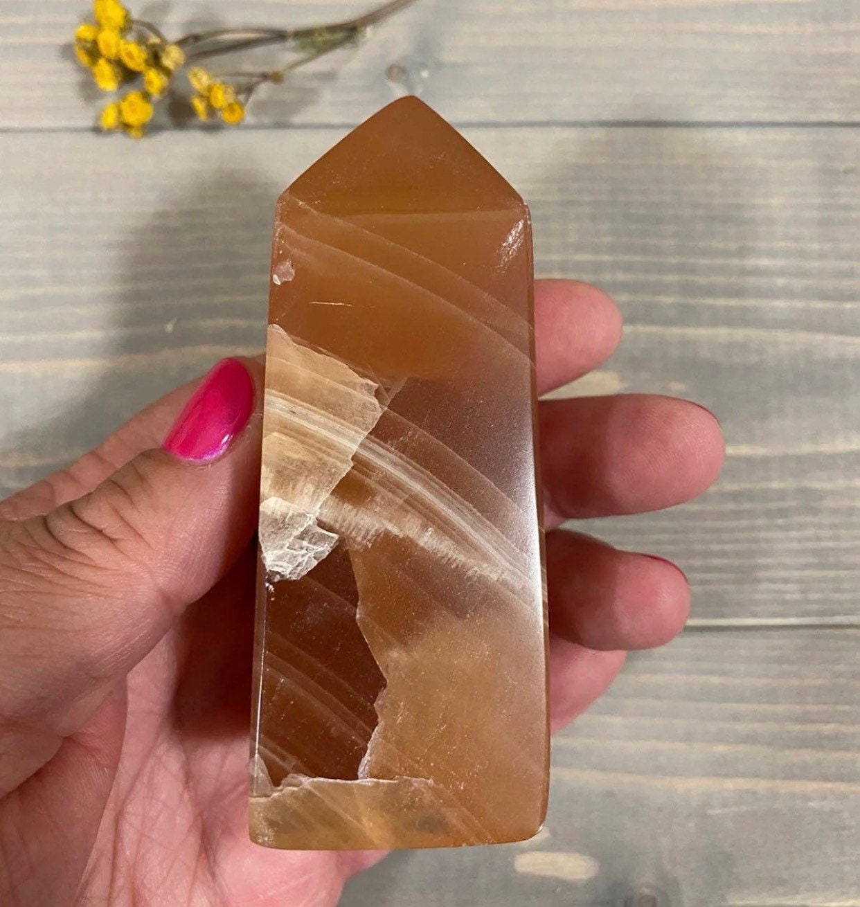 Honey Calcite Tower Polished Crystal Point Obelisk | Etsy
