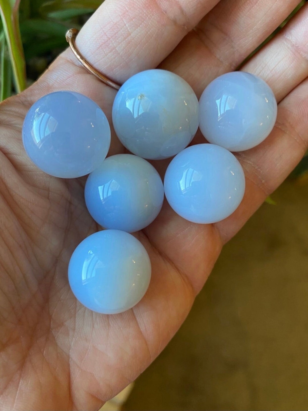 ONE 1 HIGH GRADE Blue Chalcedony Mini Sphere Blue Chalcedony Sphere ...