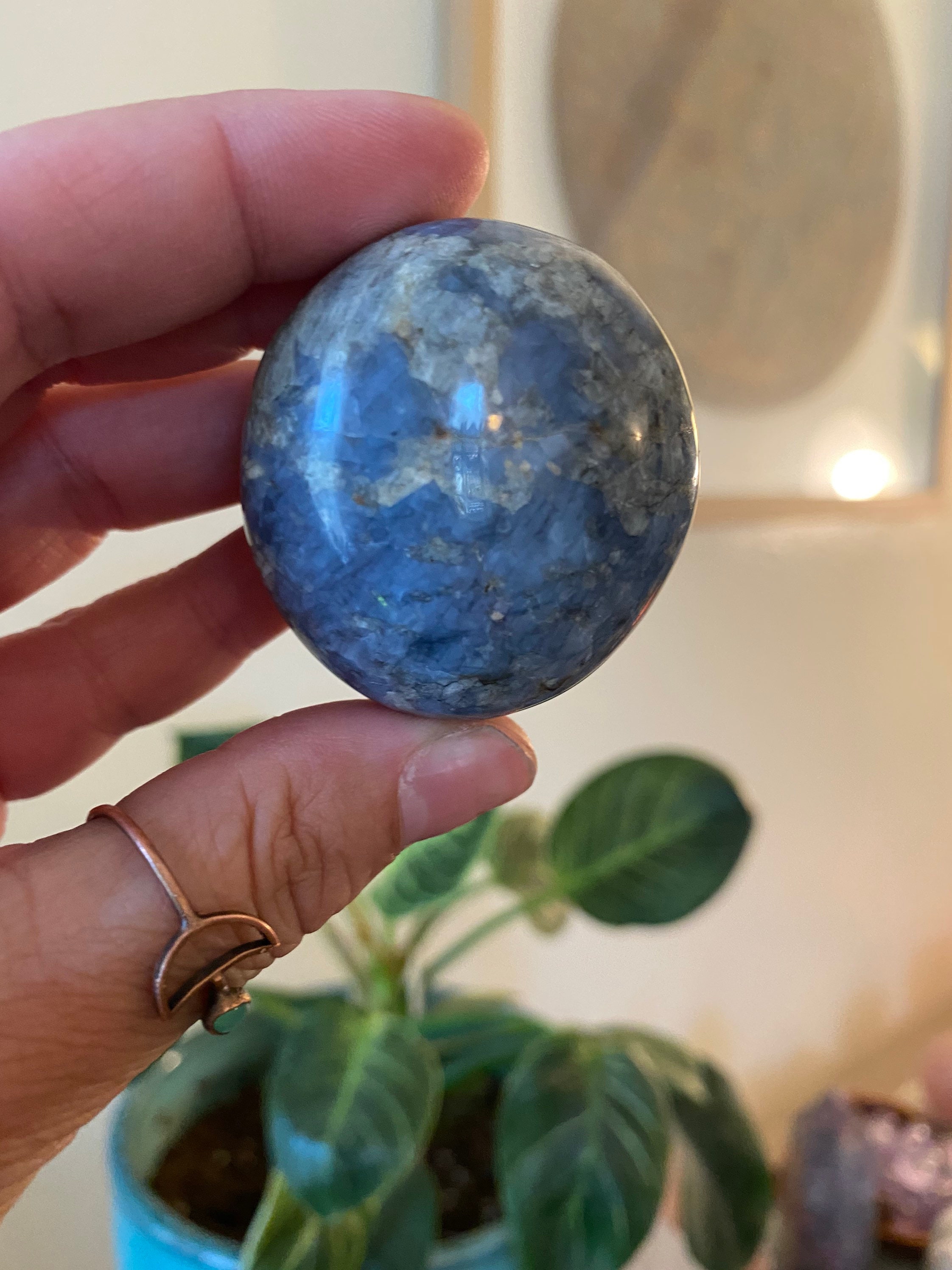 ONE 1 Blue Opal Mini Palm Stone Blue Opal Palmstone - Etsy