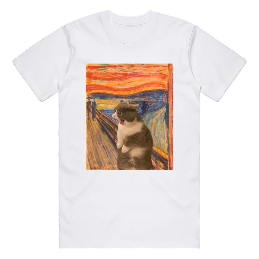 The Scream Cat Meme T-shirt Vintage Art Meme Edvard Munch Artist Funny ...
