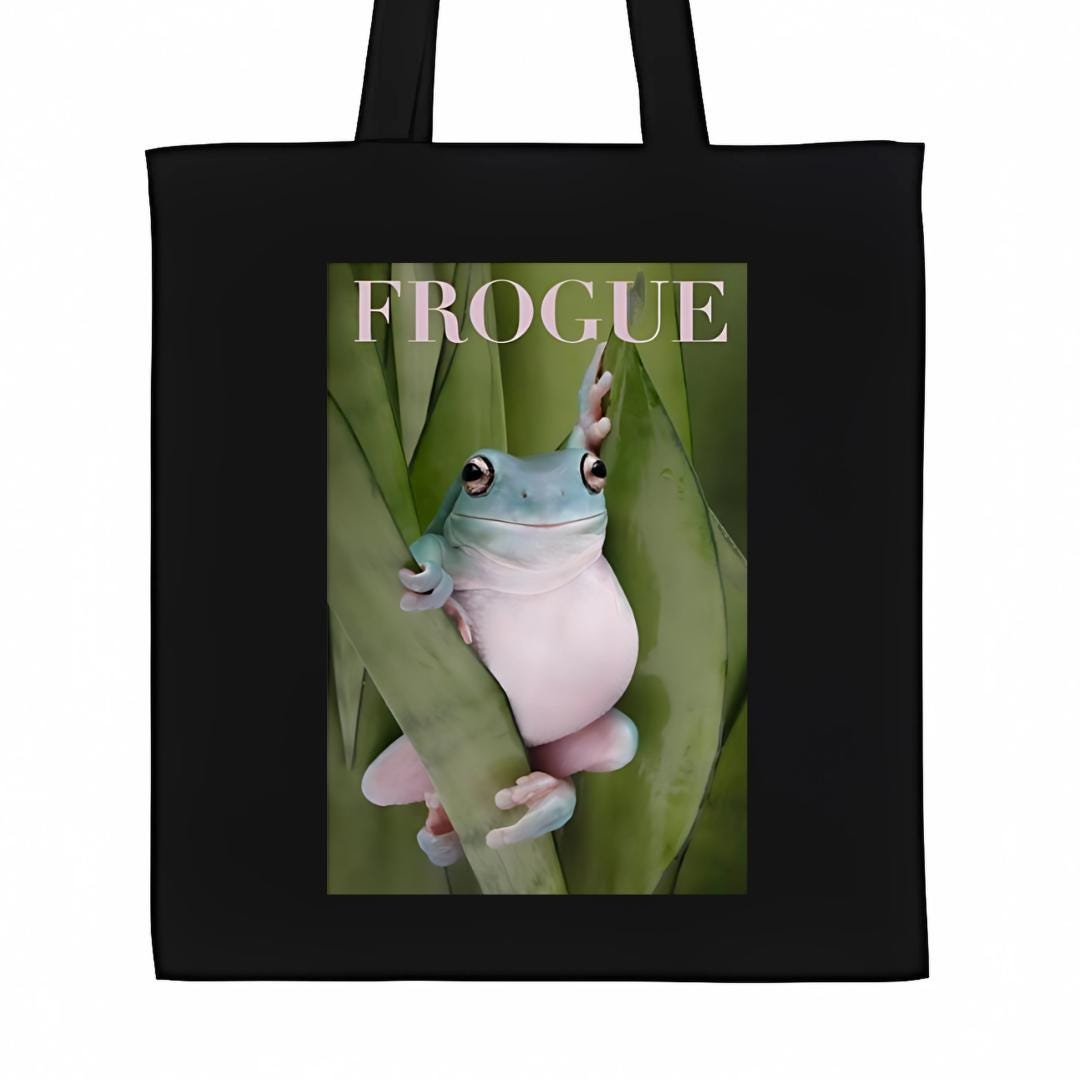 Frogue Tote Bag– Frog Meme Design, Funny Fashion Tote, Quirky Frog ...