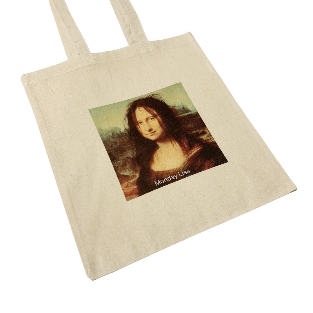 Funny 'monday Lisa' Tote Bag Mona Lisa Parody Joke Bag High Quality ...