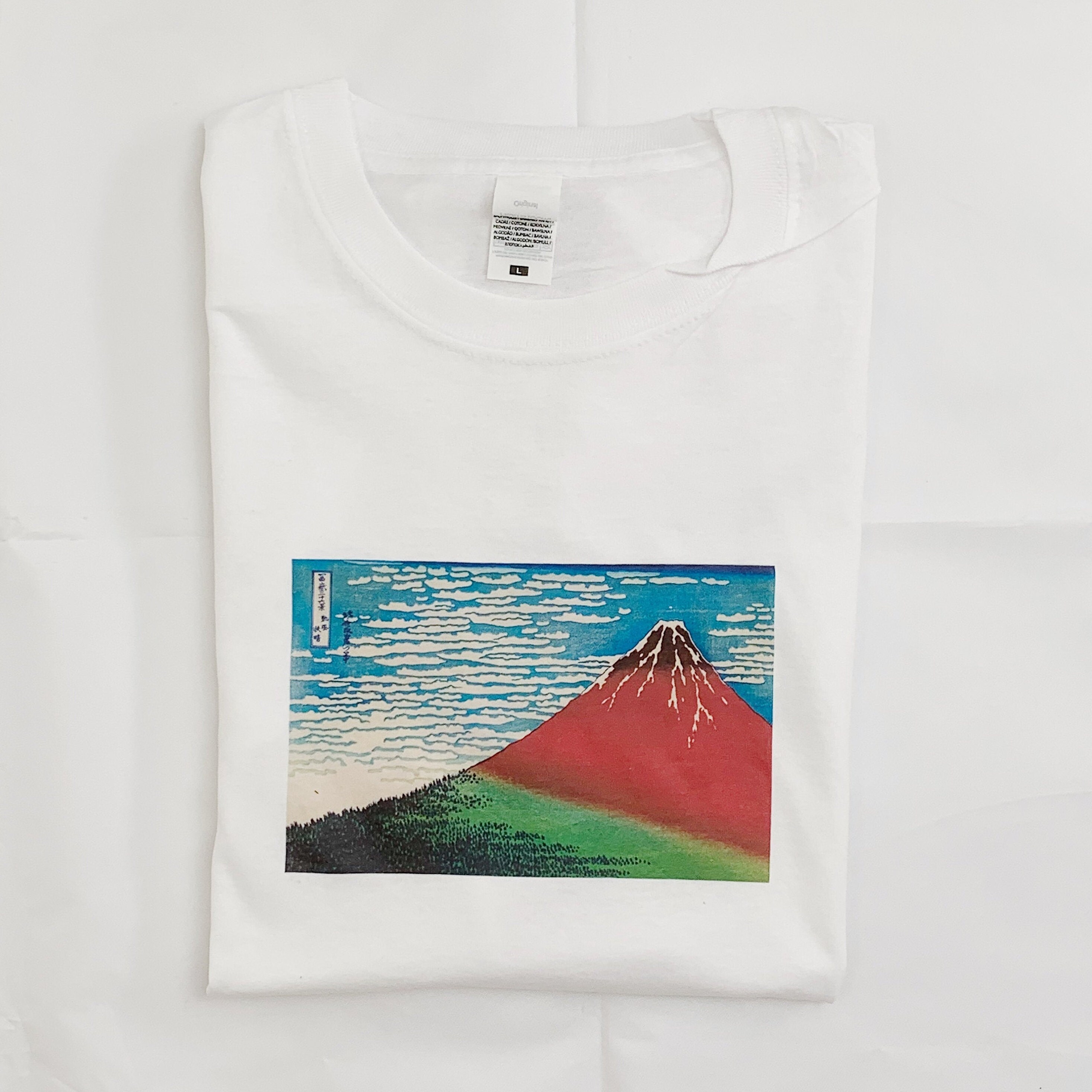 JAPANESE ART T-SHIRT Red Fuji Shirt Fine Wind Clear Morning | Etsy