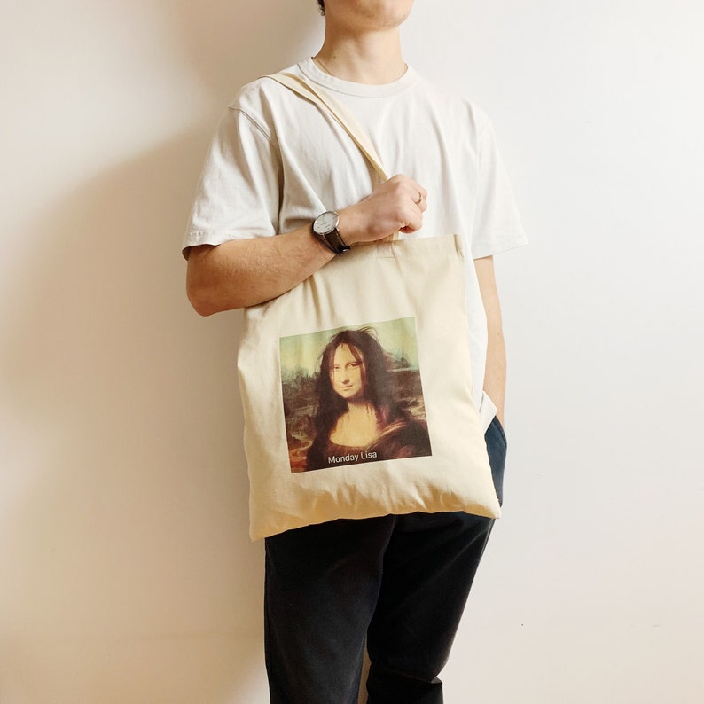 Funny 'monday Lisa' Tote Bag Mona Lisa Parody Joke Bag - Etsy