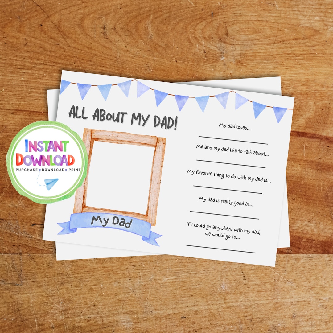 All About My Dad Instant Download, Fathers Day Gift, Fathers Day ...