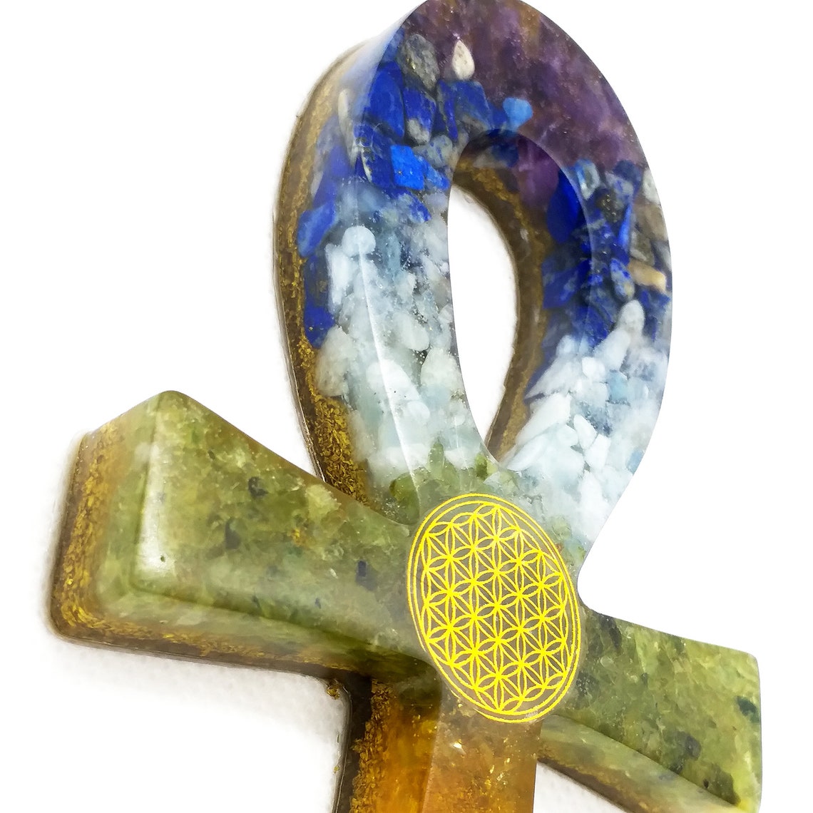 Ankn Cross Orgonite 7 Chakra Crystal Flower of Life Energy - Etsy