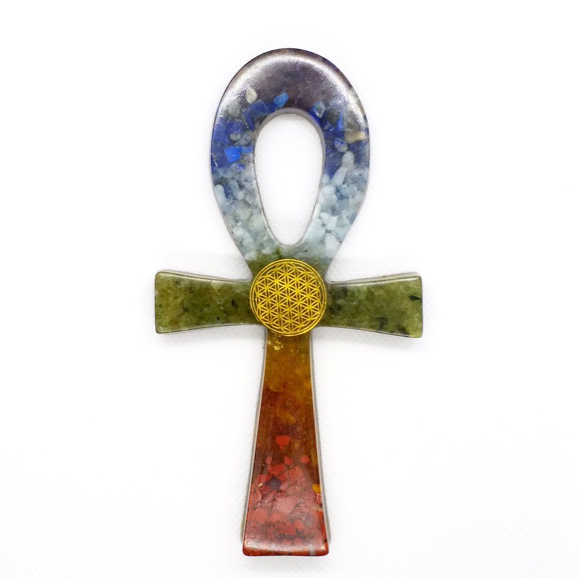 Ankn Cross Orgonite 7 Chakra Crystal Flower of Life Energy - Etsy