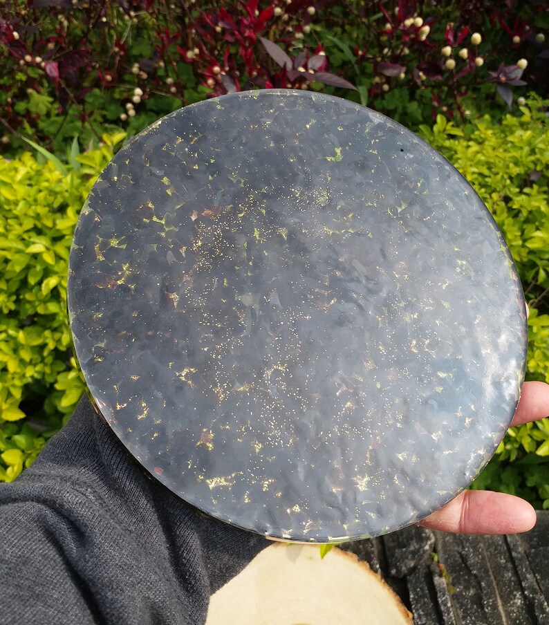 Orgone Charging Disc Black Obsidian Flower of Life Qing - Etsy
