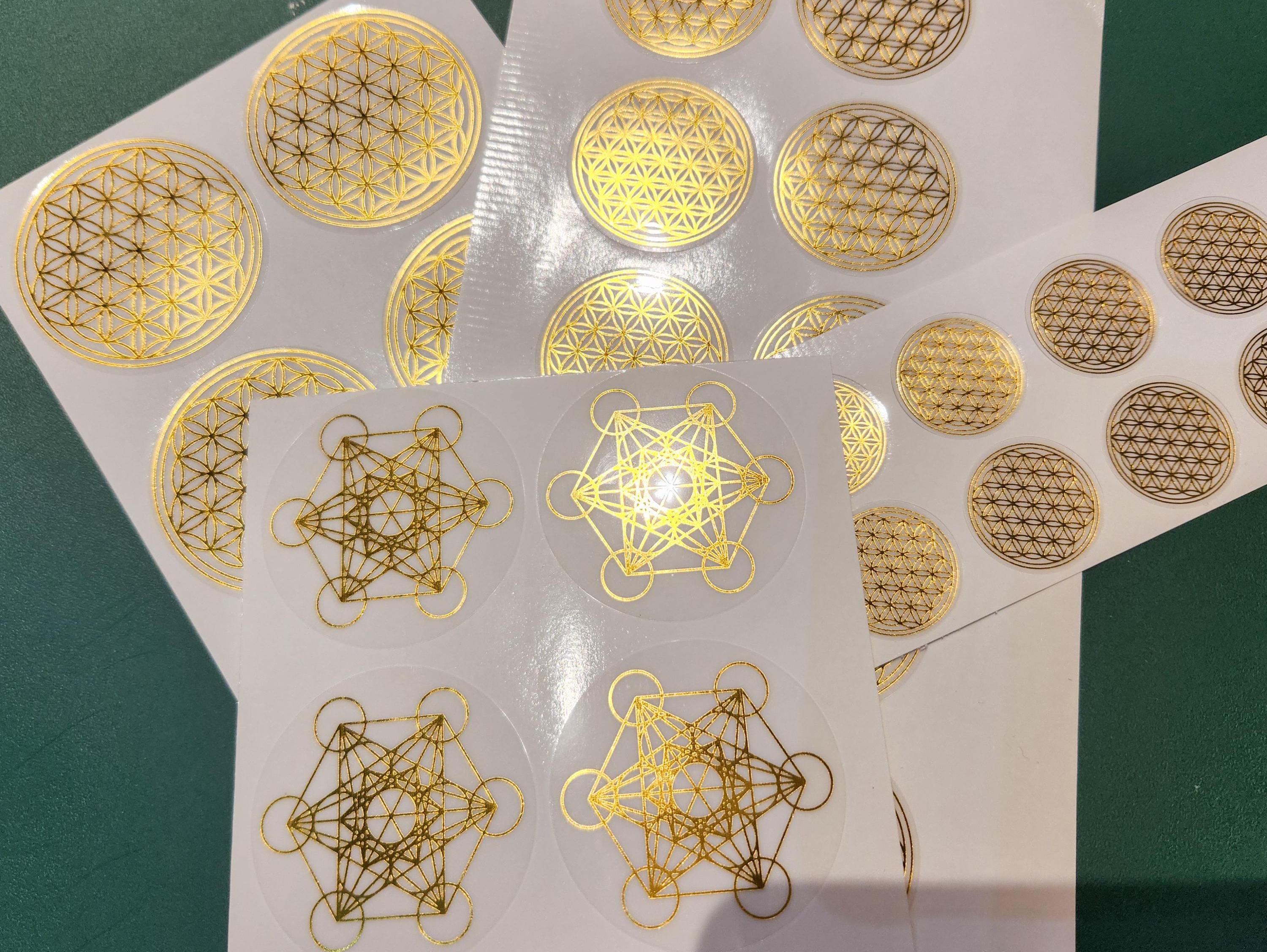 40 Metatron's Cube, Flower of Life Stickers, 2.25cm~4.5cm, Sacred ...
