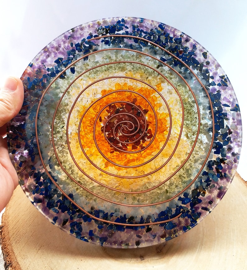 Large 7 Chakra Stone Orgone Charging/clearing Plate. - Etsy