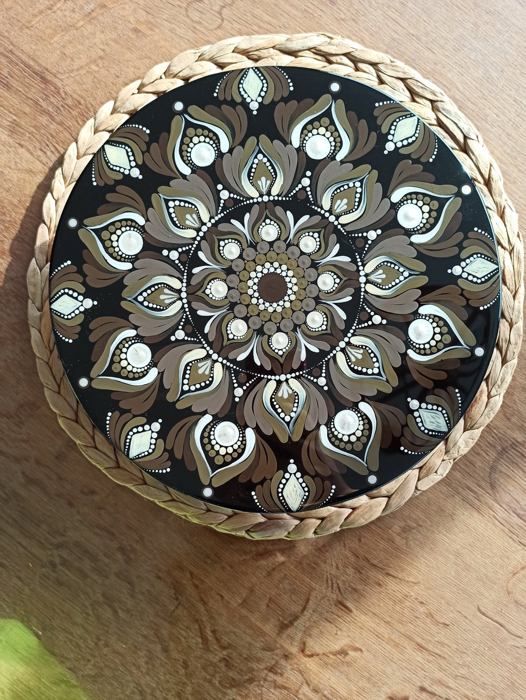 Mandala Mini Table, Resin and Mandala Table, Resin Mandala, 30 Cm, Wood ...