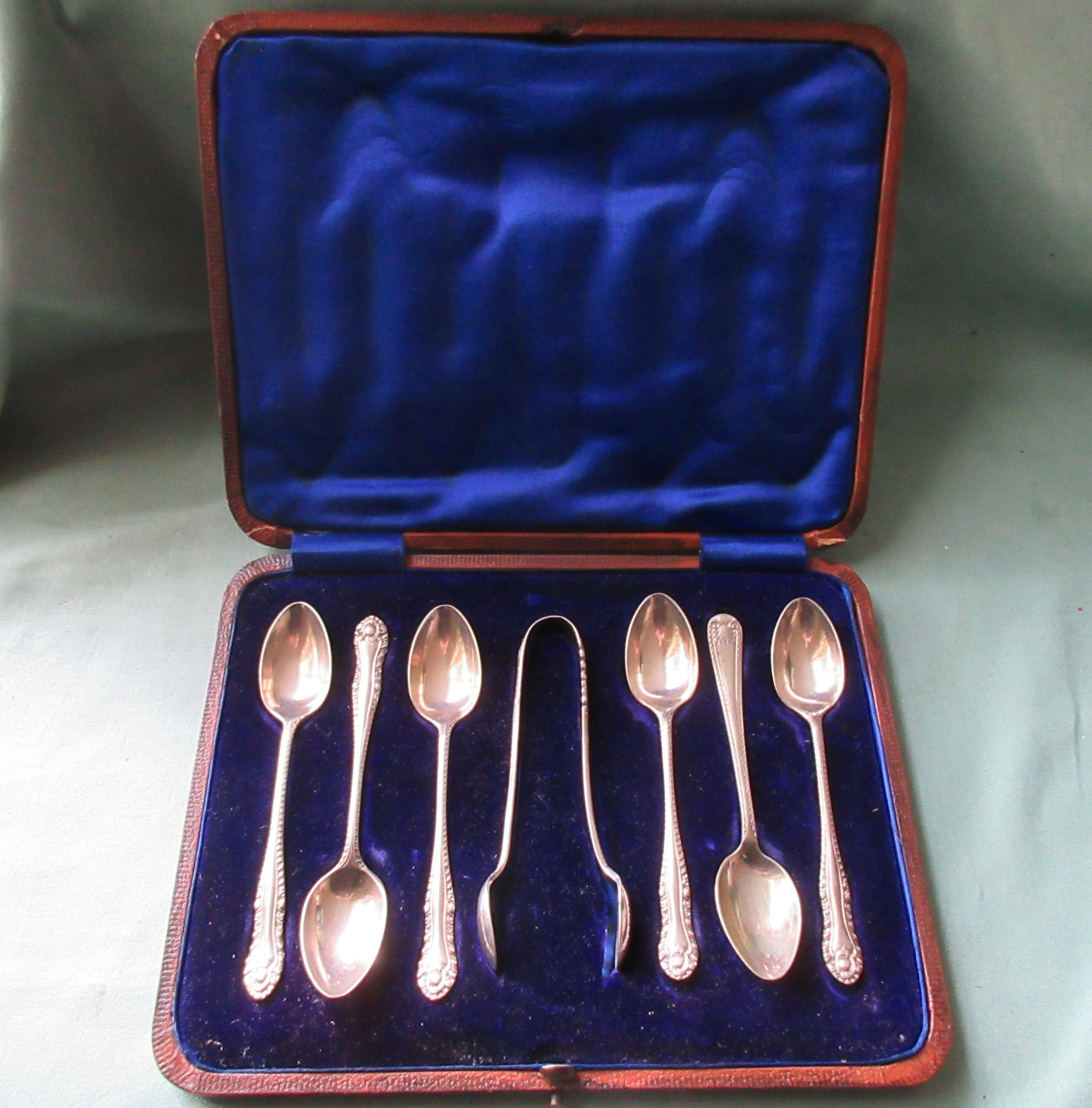 Boxed Set of Silver Plated Tea Spoons and Sugar Tongs - Etsy