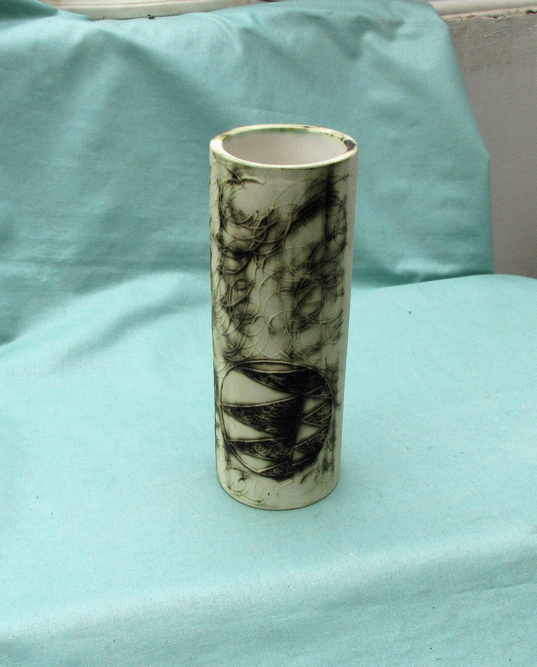 Large Cylinder Vase Carn Pottery Green Glaze - Etsy