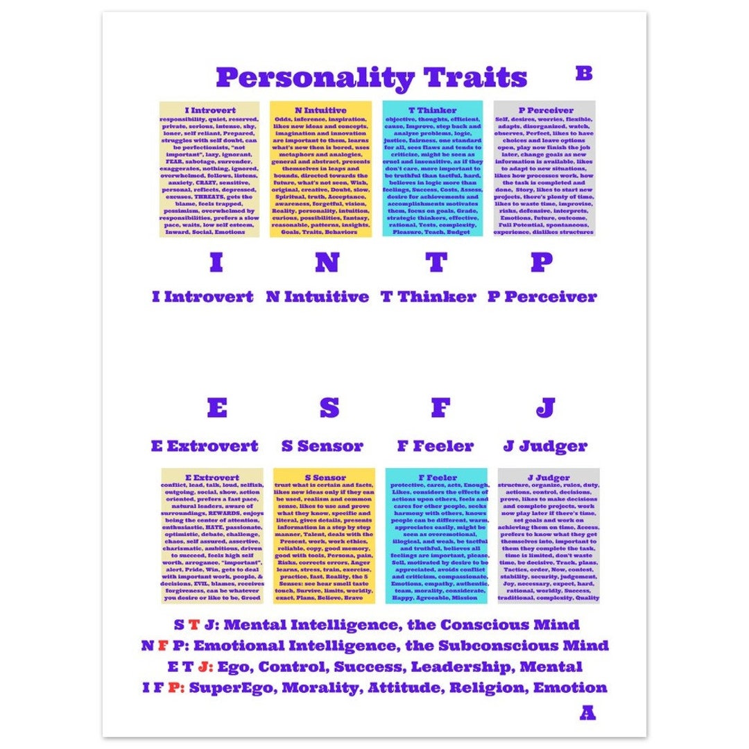 Personality Traits Types MBTI Premium Matte Paper Poster 18 X 24 - Etsy