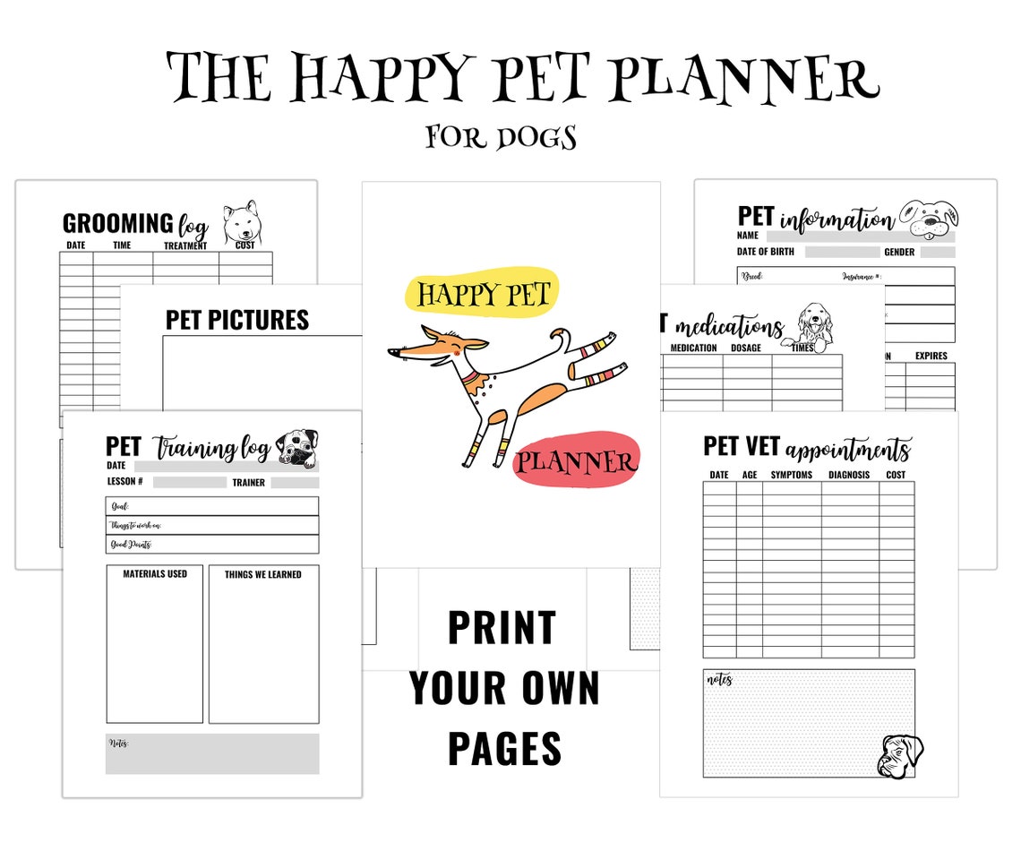 Pet Planner Printable Happy Dog Planner for Dog Lovers - Etsy