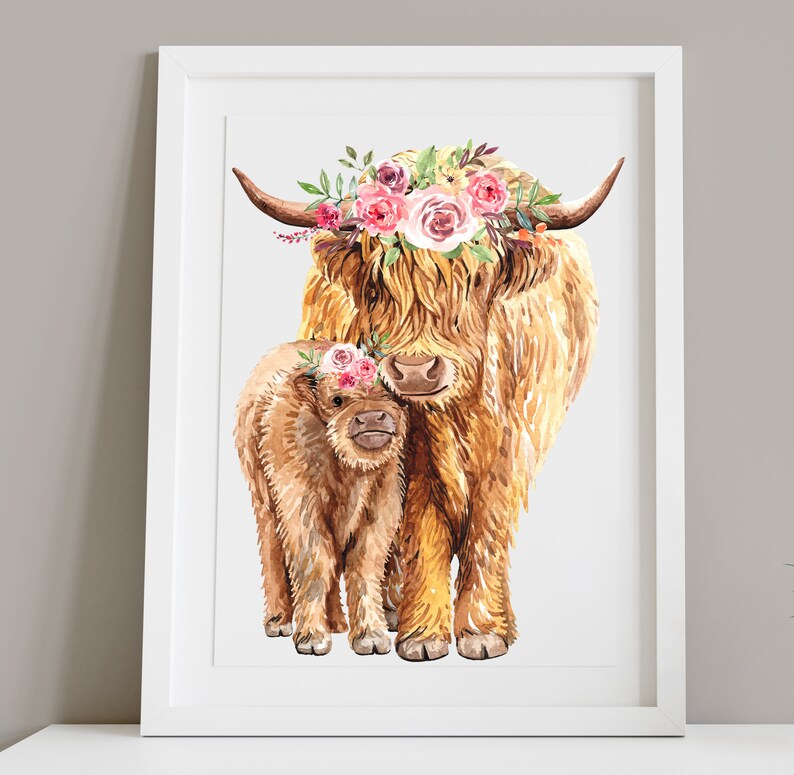 Highland Cow Nursery Wall Art Mom and Baby Cow Nursery Print - Etsy UK