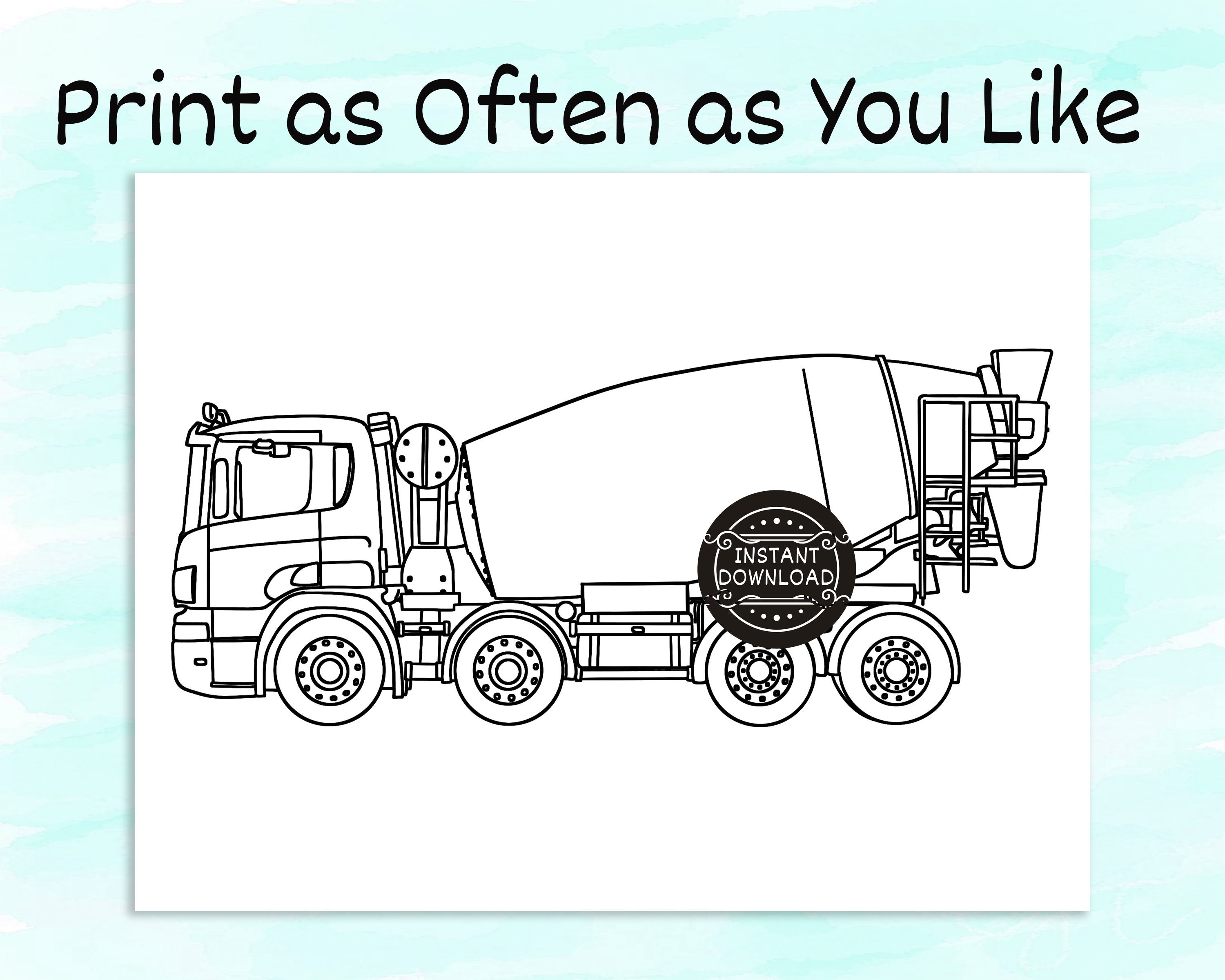 Truck Coloring Pages for Kids, 4 Printable Coloring Pages, Trucks for ...