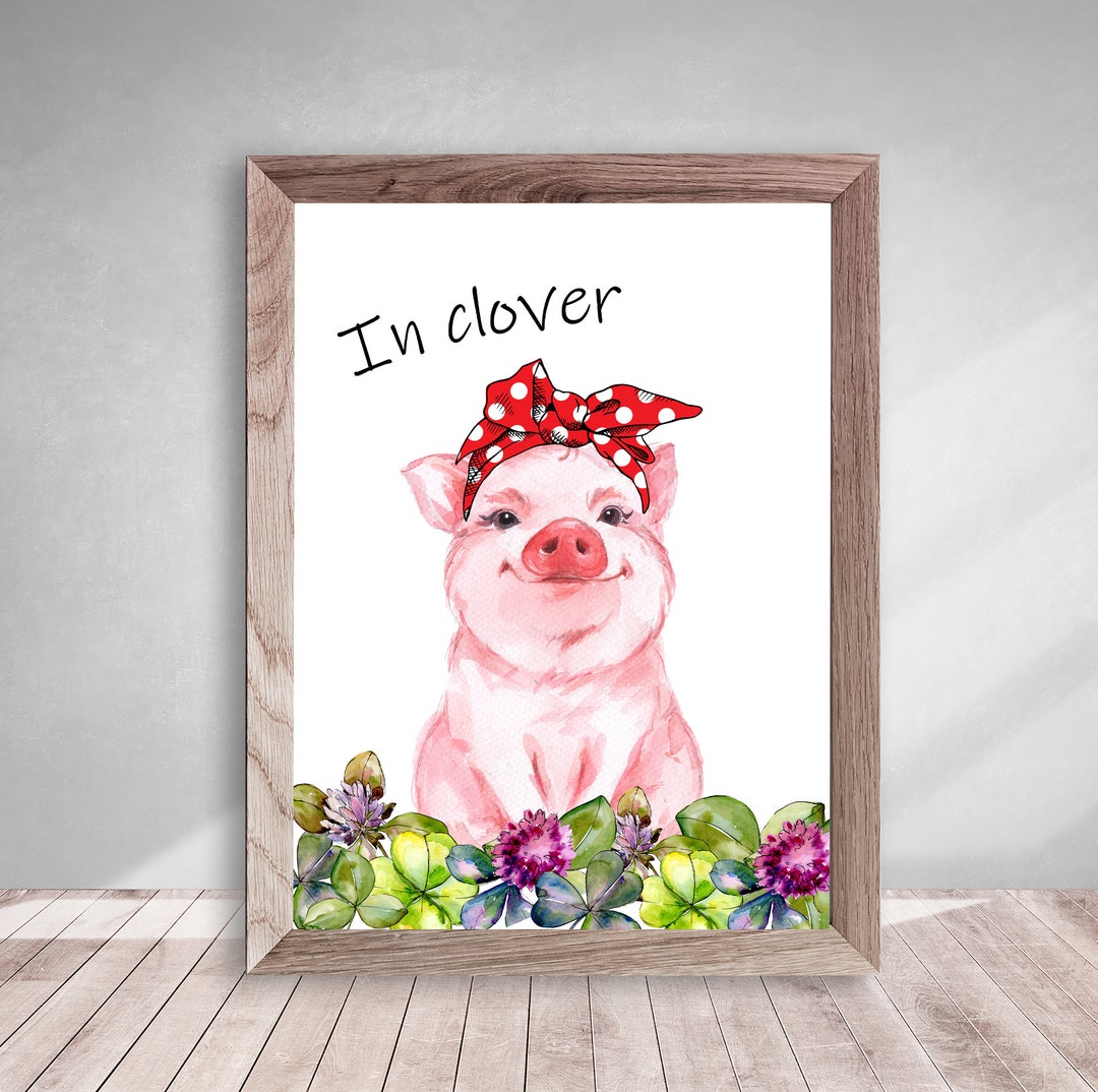 Pig Art Download, Pig Art Print, Printable Pig Decor, Watercolor Pig ...
