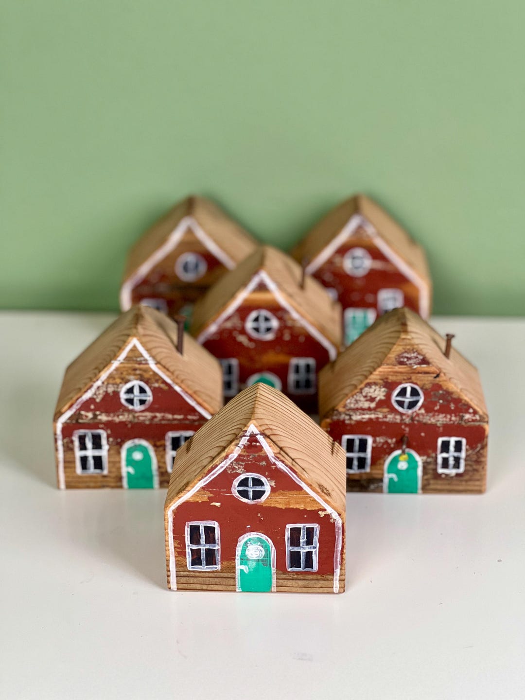 Rustic Wooden Houses, Hand-painted, Decorative Houses, Old Patina ...