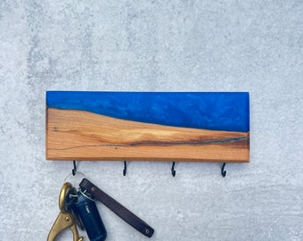 Olive Wood Key Holder, Wood and Epoxy Key Hanger, Key Rack, Key Hooks ...