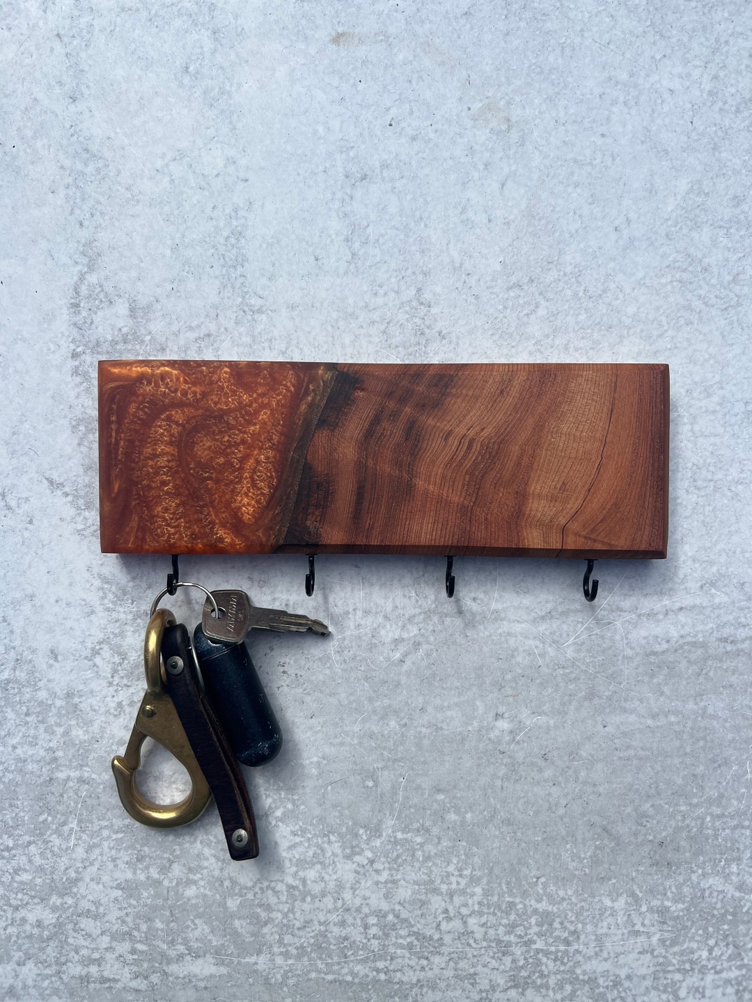 Redwood Key Holder, Wood and Epoxy Key Hanger, Key Rack, Key Hooks ...