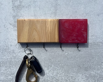 Olive Wood Key Holder, Wood and Epoxy Key Hanger, Key Rack, Key Hooks ...