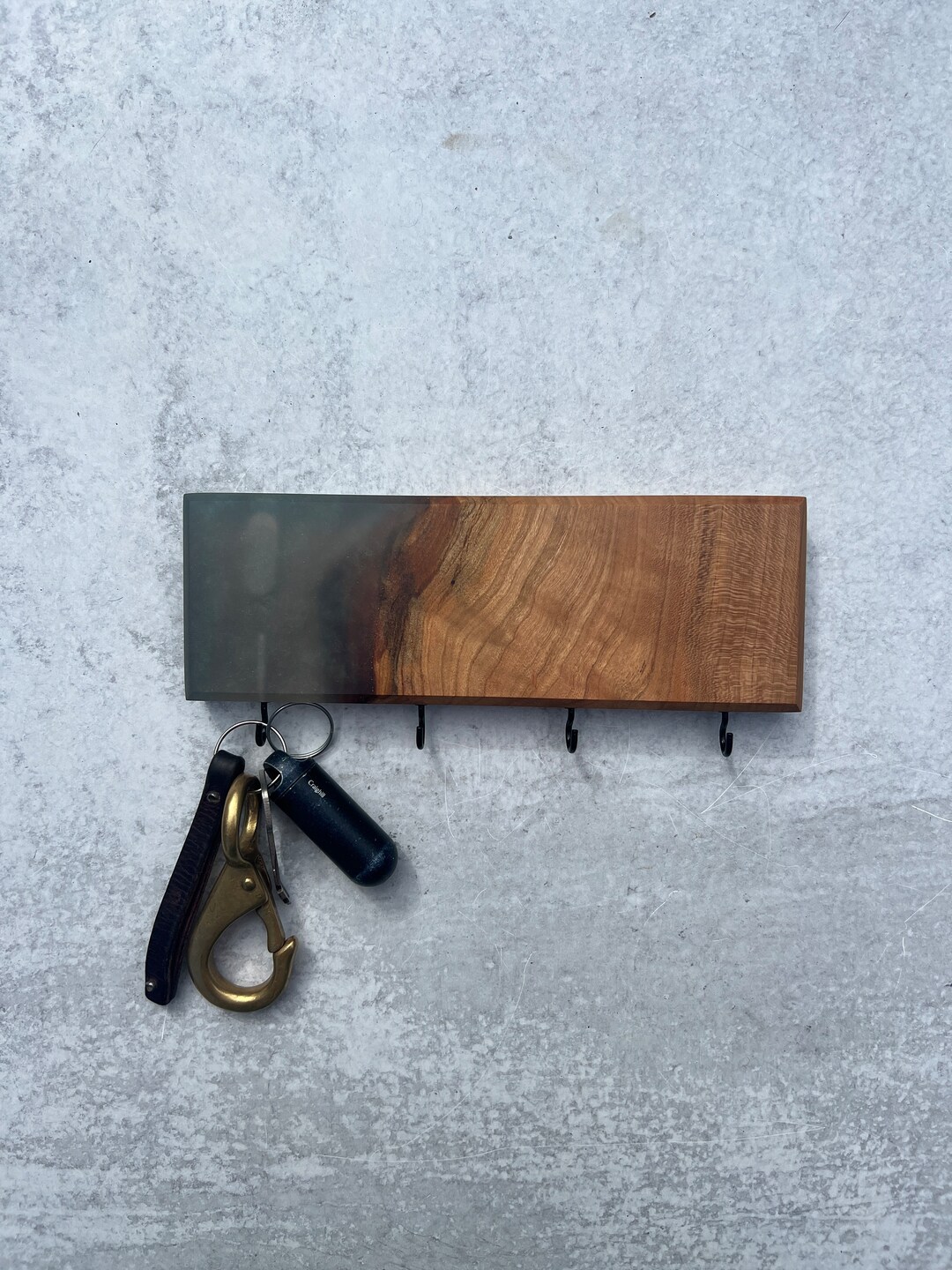 Maple Wood Key Holder, Wood and Epoxy Key Hanger, Key Rack, Key Hooks ...
