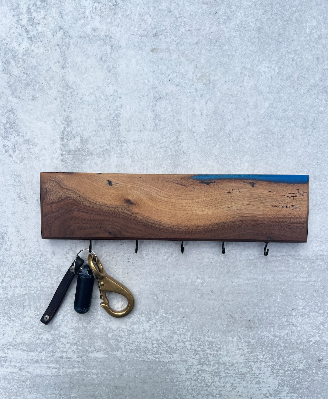 Black Walnut Wood Key Holder, Wood and Epoxy Key Hanger, Key Rack, Key ...