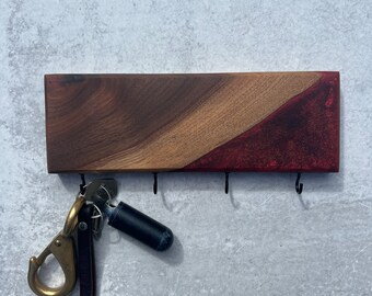 Olive Wood Key Holder, Wood and Epoxy Key Hanger, Key Rack, Key Hooks ...