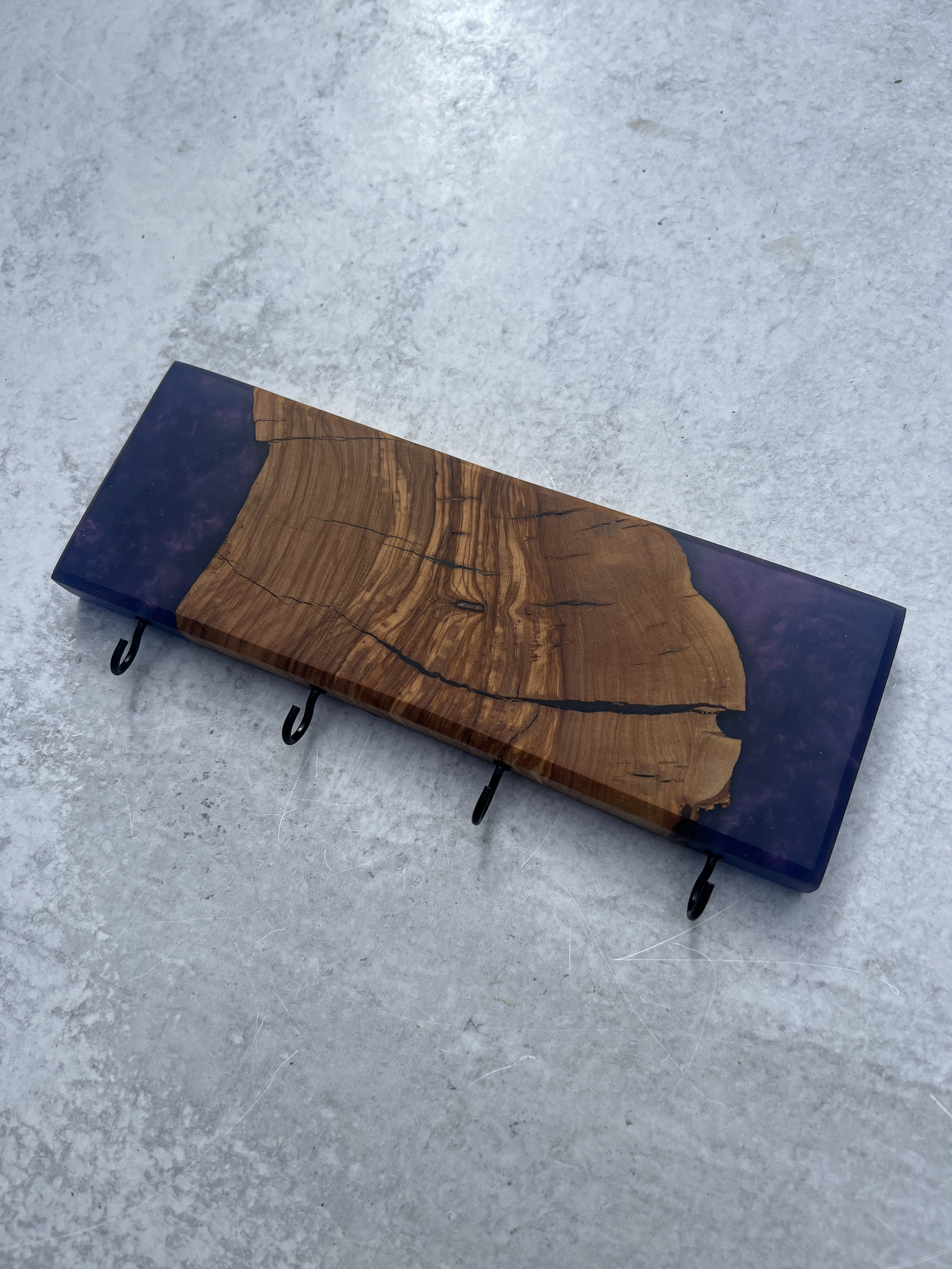 Olive Wood Key Holder, Wood and Epoxy Key Hanger, Key Rack, Key Hooks ...