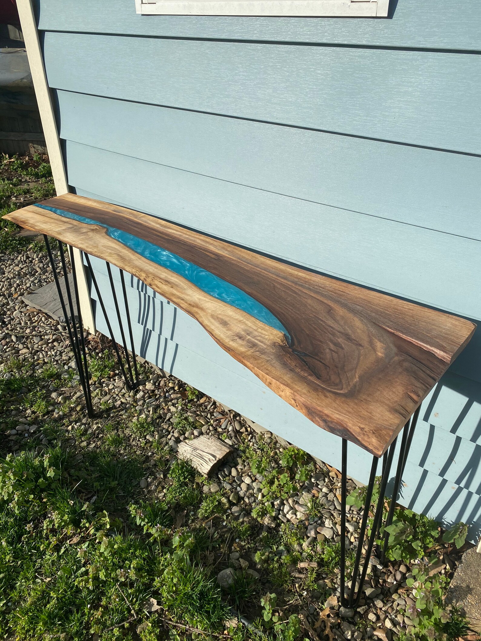 Custom Live Edge Resin Entry Table Custom Multiple Wood and - Etsy