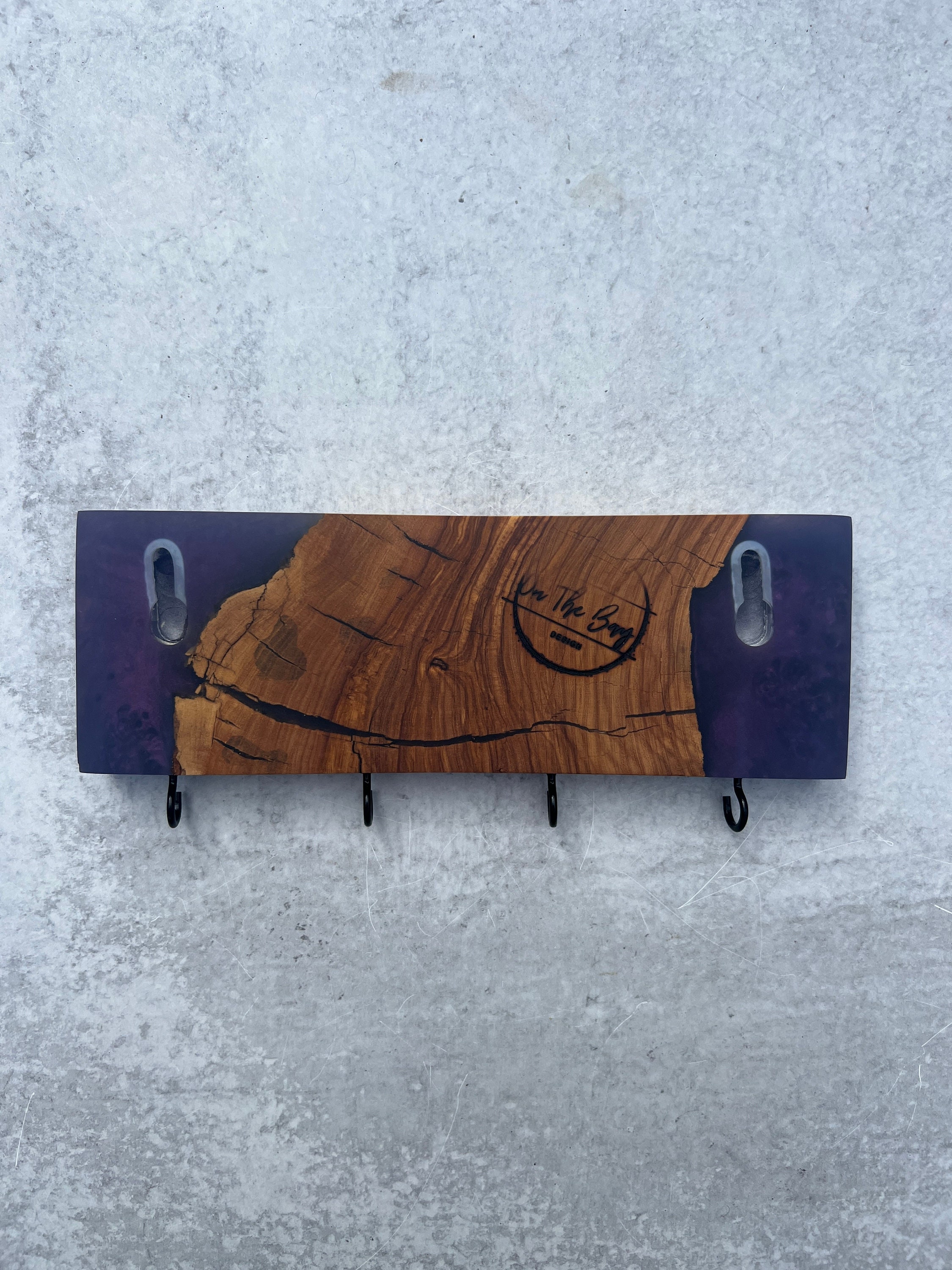 Olive Wood Key Holder, Wood and Epoxy Key Hanger, Key Rack, Key Hooks ...