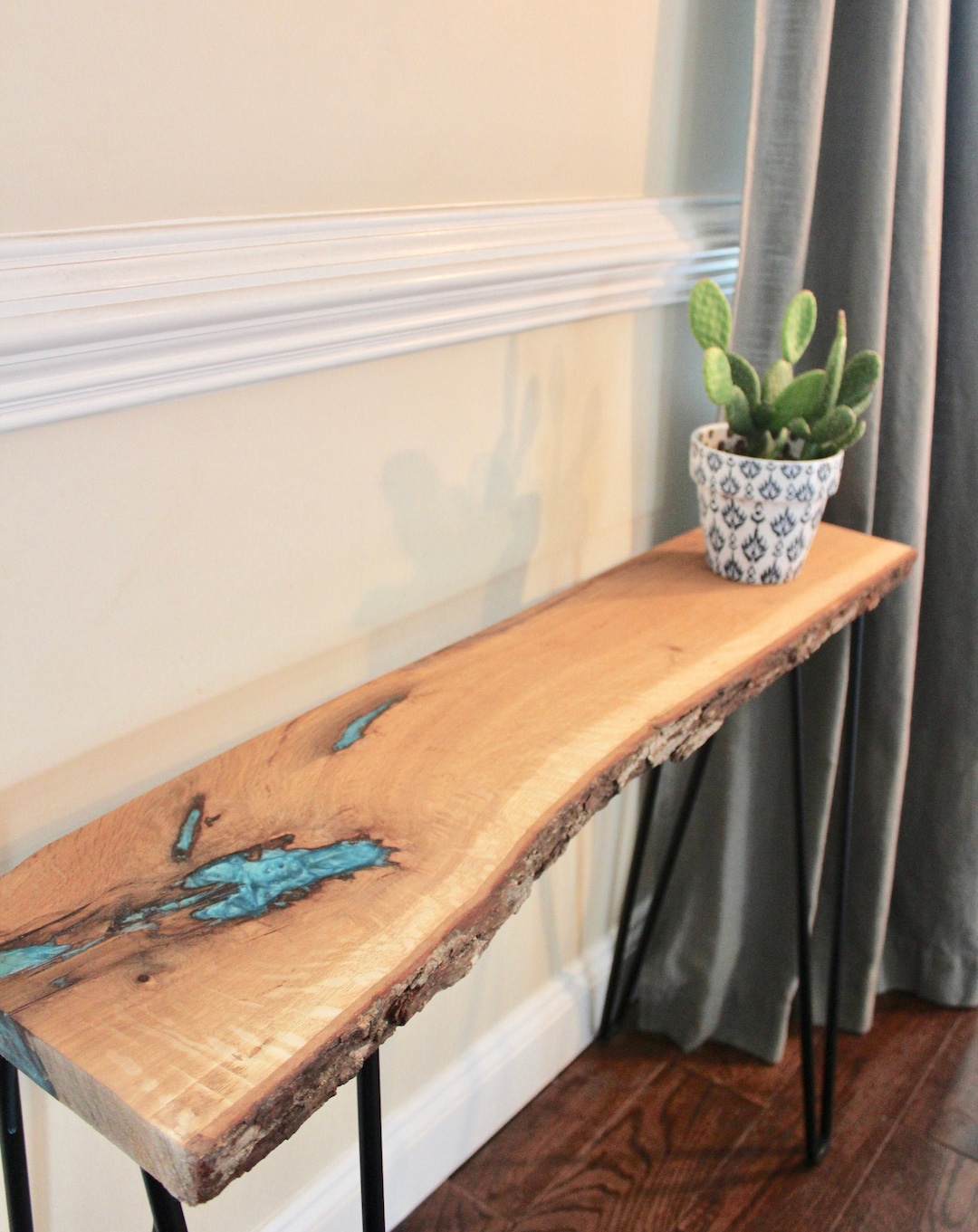 Custom Live Edge Resin Entry Table Custom Multiple Wood and Resin Color ...