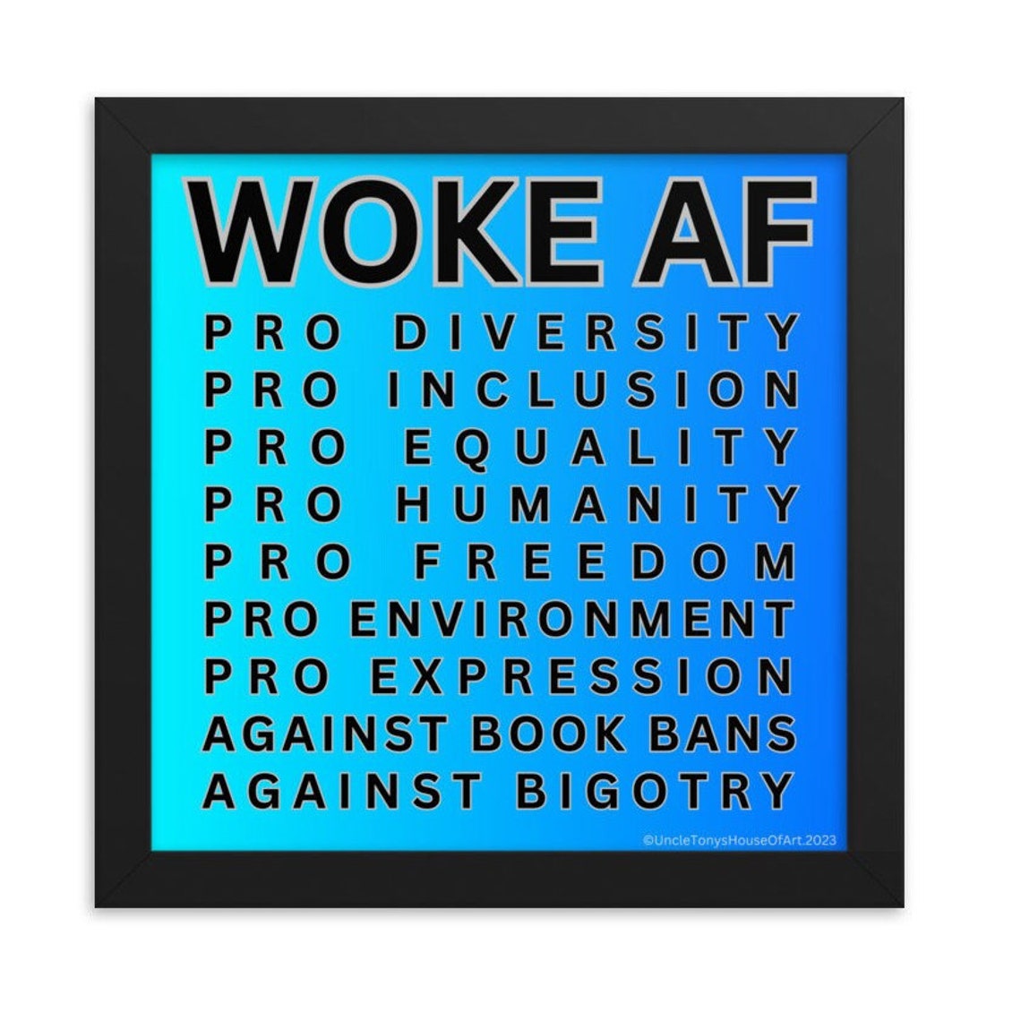 Woke AF Framed Poster, Democracy Poster, Woke Sign, Woke AF Wall Decor ...