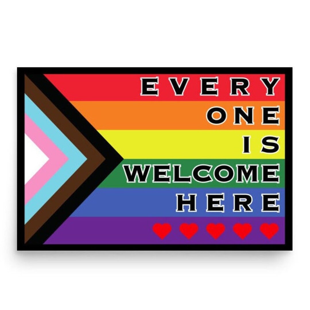 LGBT Welcome Poster, 12" X 18" Rainbow Flag Welcome Poster, LGBTQIA+ ...