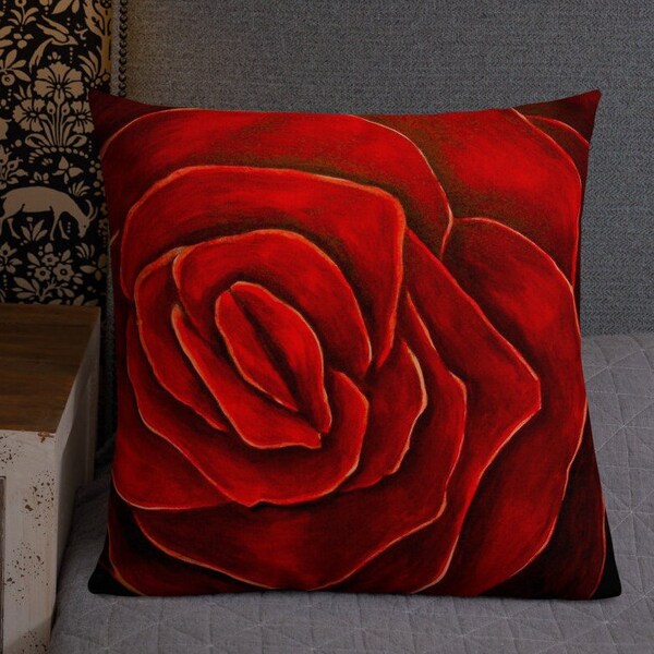 Red Rose Pillow - Etsy