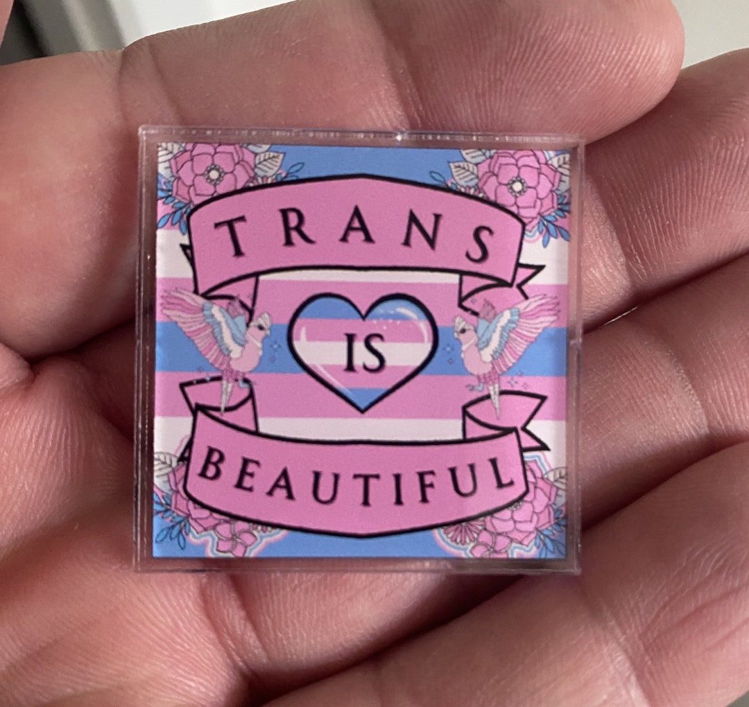 Trans is Beautiful Pin, 1.5x1.5 Trans is Beautiful Pride Pinback Pin ...