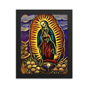 Virgin Mary Santa Muerte Skeleton Skull Framed Poster Print, 10" X 8 ...